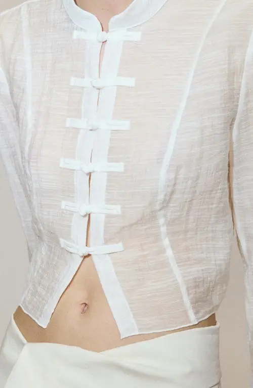 Mango Semi-sheer Textured Cropped Top