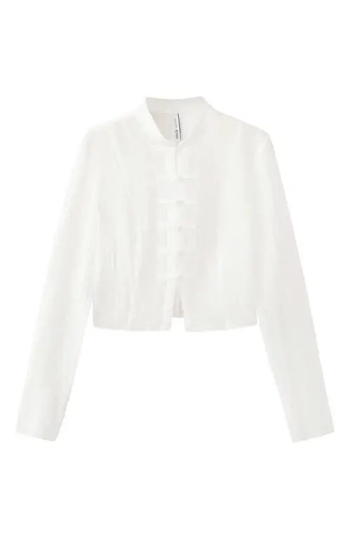 Mango Semi-sheer Textured Cropped Top