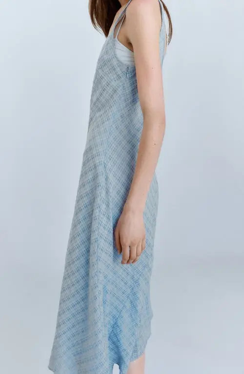 Mango Checked Asymmetrical Midi Dress