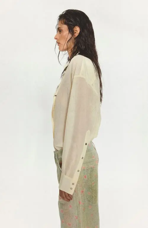 Mango Semi-sheer Beaded Cotton & Silk Shirt