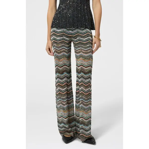Missoni Sequin Metallic Zigzag Stripe Sweater Pants