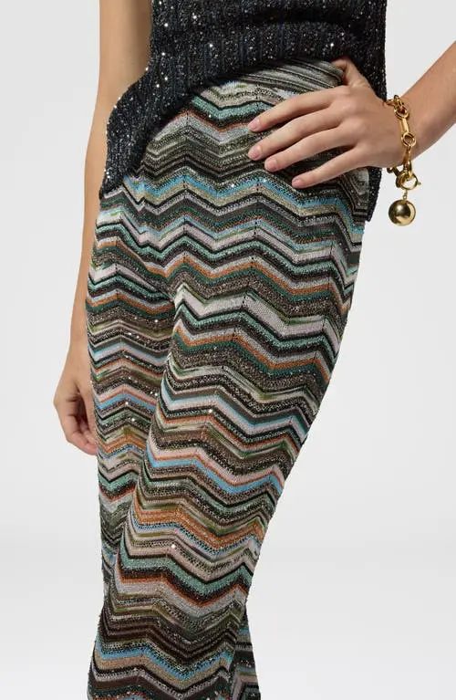 Missoni Sequin Metallic Zigzag Stripe Sweater Pants