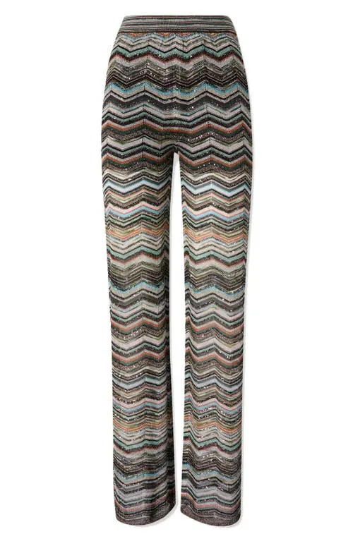 Missoni Sequin Metallic Zigzag Stripe Sweater Pants