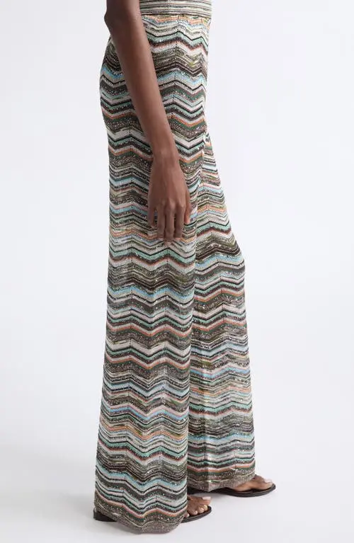 Missoni Zigzag Sequin Knit Wide Leg Pants