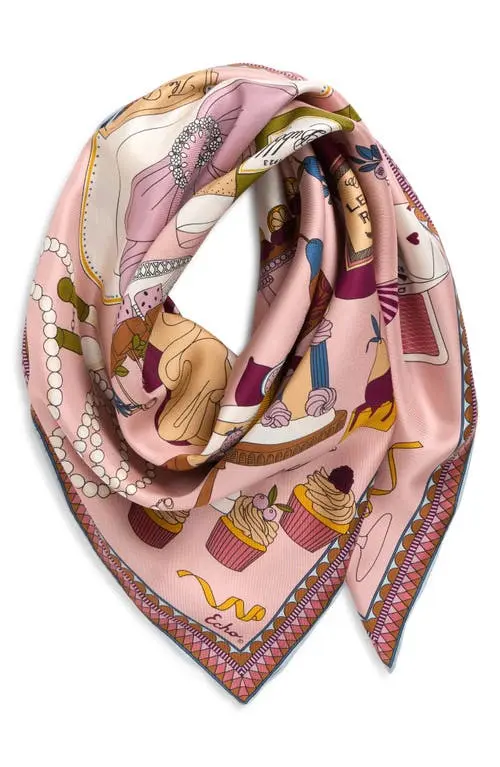 Echo The Banquet Series Square Silk Scarf - Dusty Rose