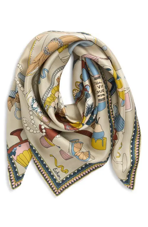 Echo The Banquet Series Square Silk Scarf - Pebble