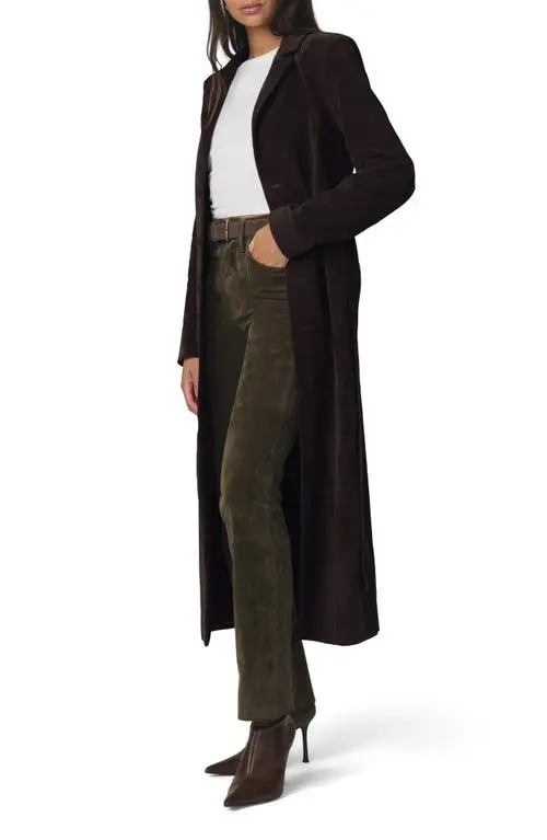 Joe's Jeans Faux Suede Long Coat With Tie Belt - Dark Chocolate