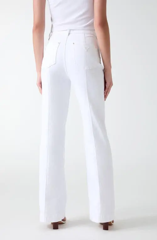 Guess High Waist Flare Jeans With Button Detail - White