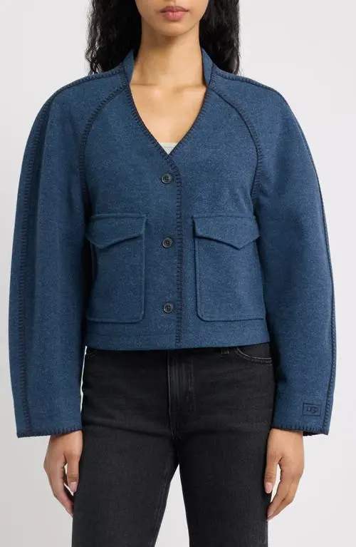UGG Rina Button-up Top With Contrasting Stitching - Indigo Heather