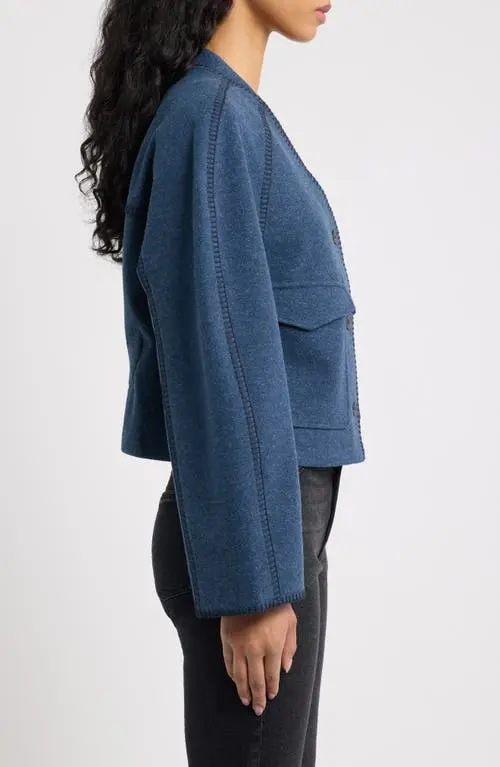 UGG Rina Button-up Top With Contrasting Stitching - Indigo Heather