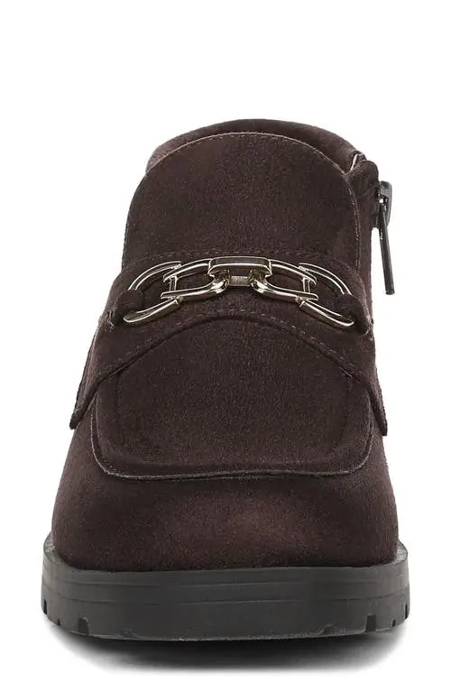 LIFESTRIDE Leila Moc Toe Ankle Bootie With Chunky Lug Sole And Chain Detail