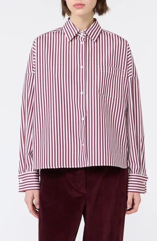 Max Mara Striped Cotton Shirt - Bordeaux
