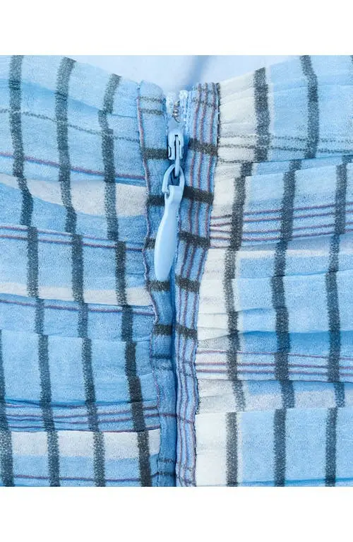 Mango Ruched Plaid Minidress