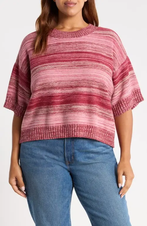 CITY BLUES Broome Marled Stripe Sweater - Cherry