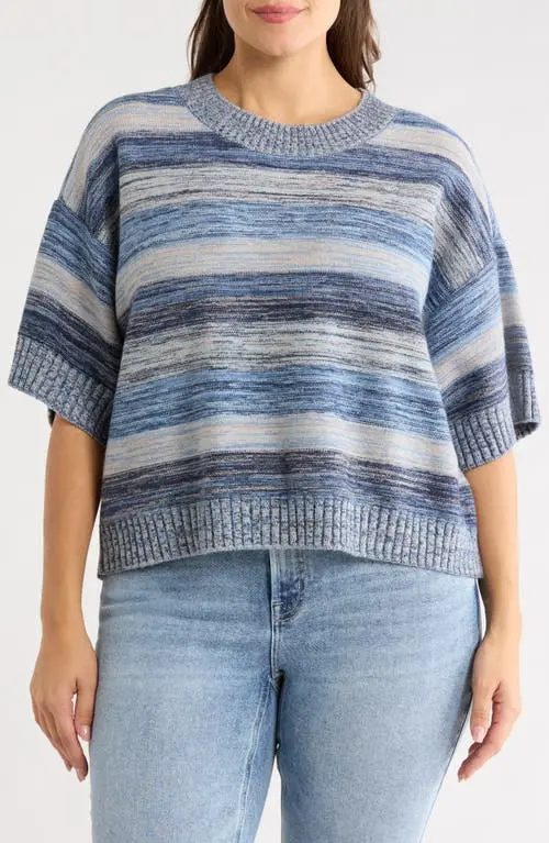 CITY BLUES Broome Marled Stripe Sweater - Navy