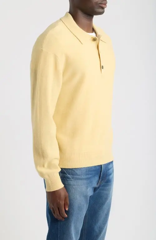 FRAME Boiled Wool Polo Sweater - Old Yellow