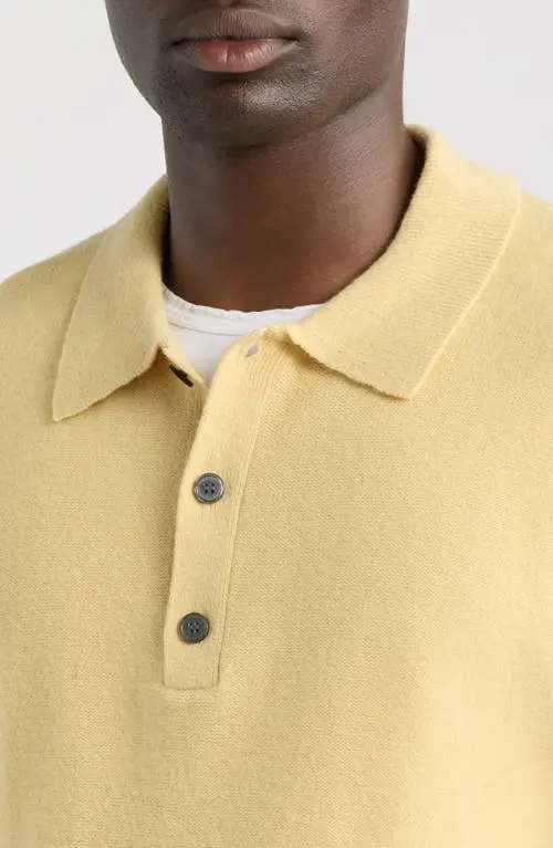 FRAME Boiled Wool Polo Sweater - Old Yellow