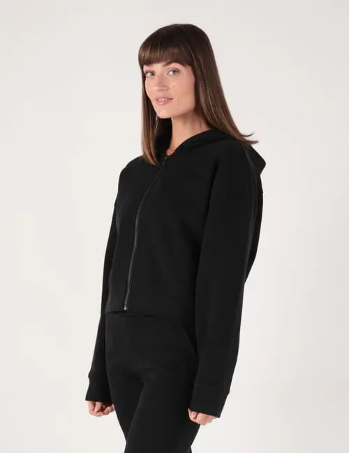 GLYDER High Set Zip Up Cropped Hoodie