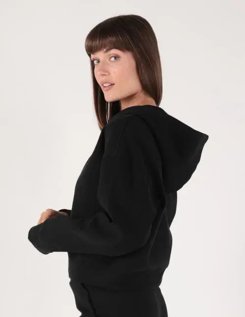 GLYDER High Set Zip Up Cropped Hoodie
