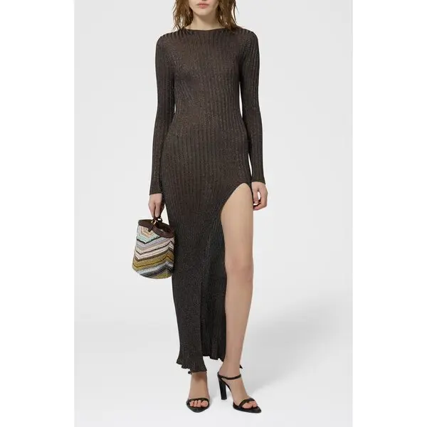 Missoni Long Sleeve Ribbed Maxi Sweater Dress