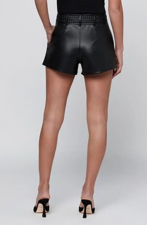 L'Agence Virelle Braided High Waist Faux Leather Shorts