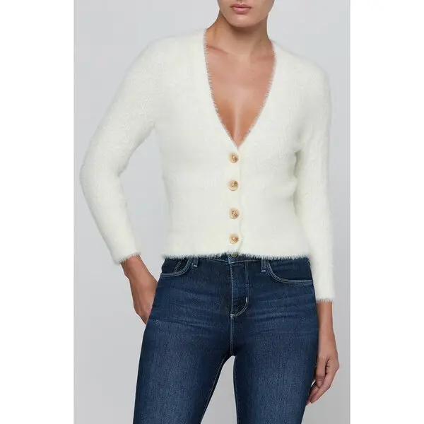 L'Agence Agathe Fuzzy Cropped Cardigan