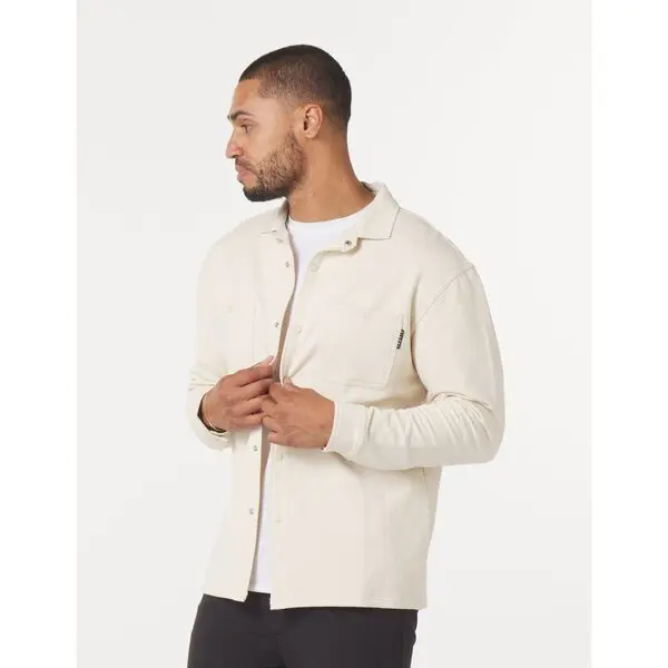 GLYDER Trek Button Front Shirt - Oatmilk