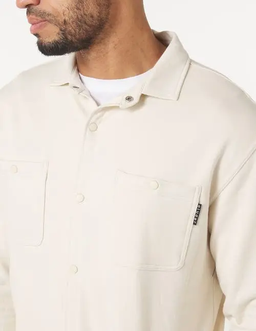 GLYDER Trek Button Front Shirt - Oatmilk