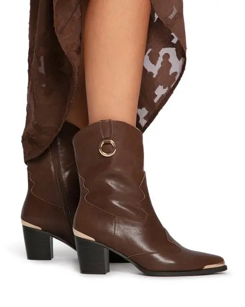 BELLE & BLOOM Dallas Western Boot With Gold Hardware
