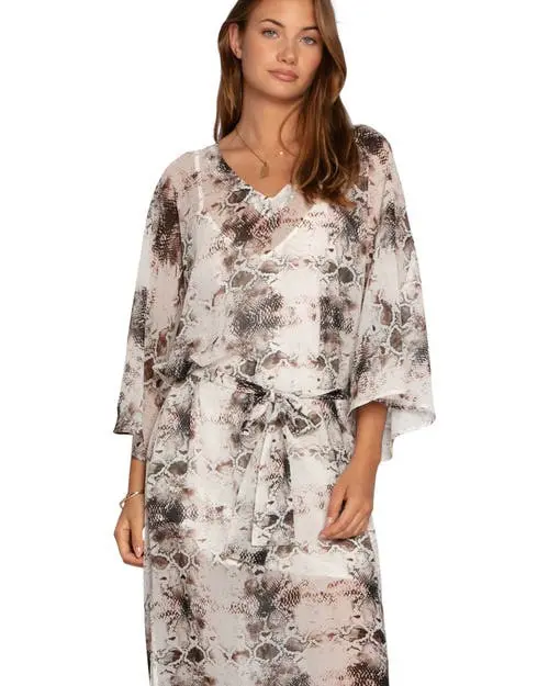 BELLE & BLOOM Heart On Fire Snake Print Kaftan
