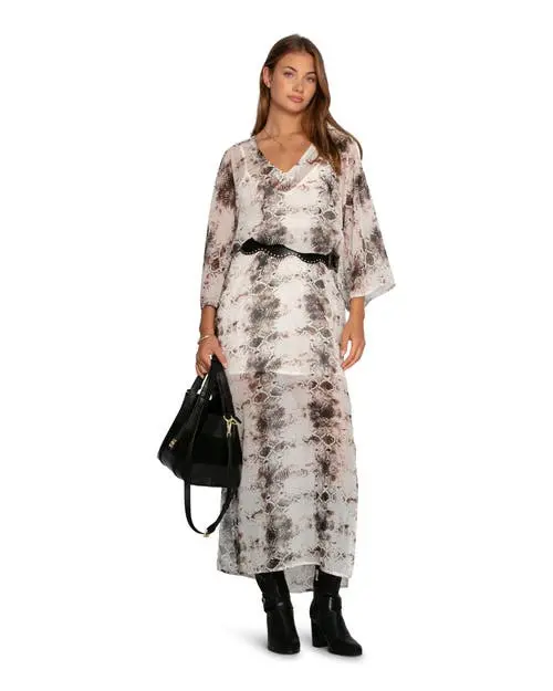 BELLE & BLOOM Heart On Fire Snake Print Kaftan