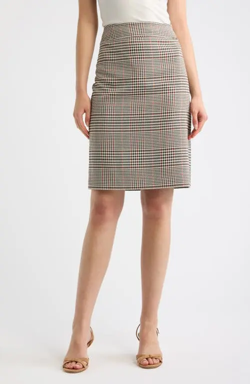 TAHARI ASL Plaid Pencil Skirt - Toffee Black