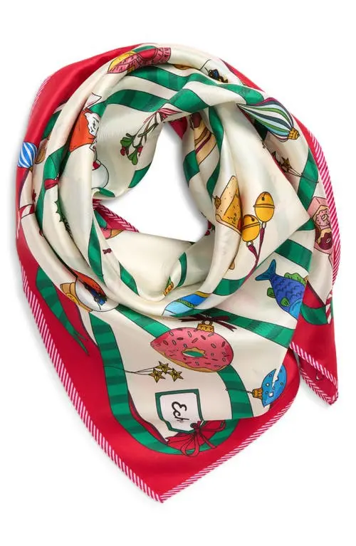 Echo Ornament Collection Silk Square Scarf - Cream