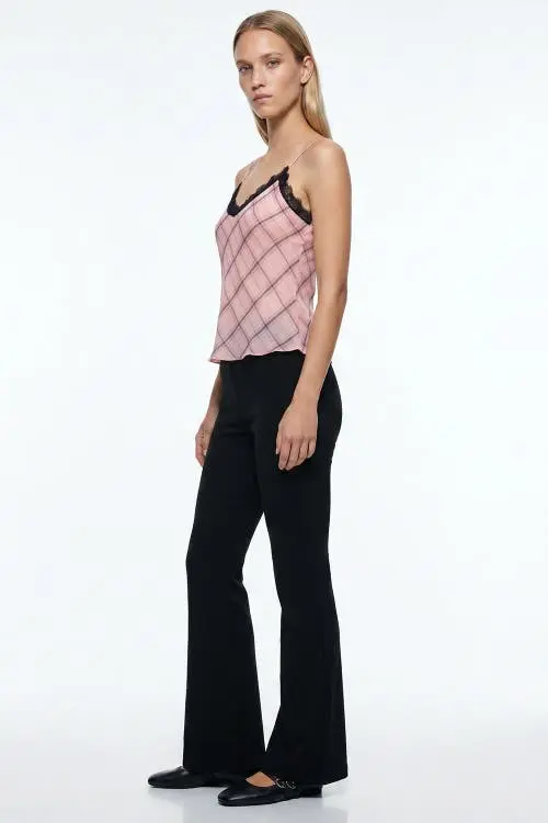 EXQUISE High Waisted Flared Knit Trousers