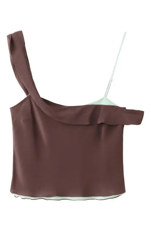Mango Mixed Asymmetrical Top - Brown