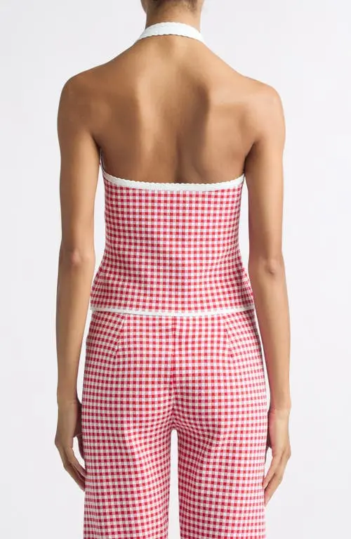 Posse Micah Halter Top In Checks - Red Gingham