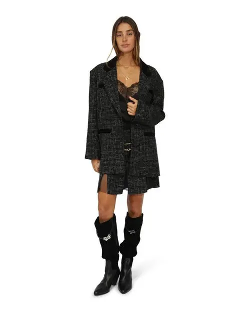 BELLE & BLOOM Set Me Free Tweed Skirt - Black