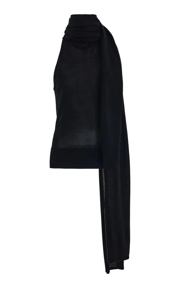 DL1961 Scarf Neck Knit Tie Top - Black