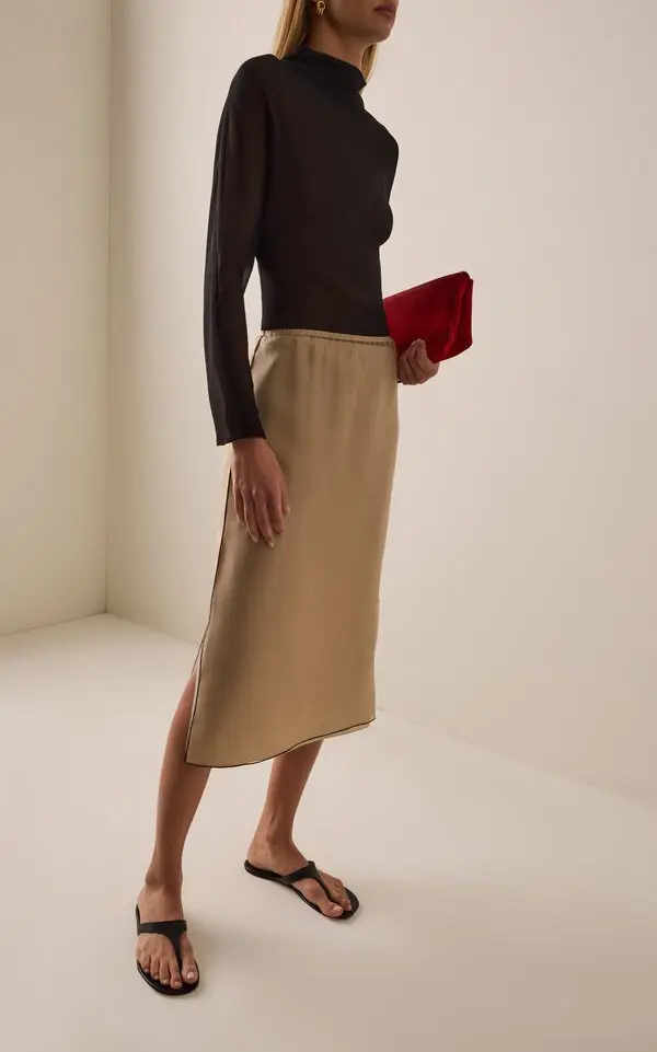 SLOAN Sheer Long Sleeve Turtleneck Top With Ruffled Sleeves