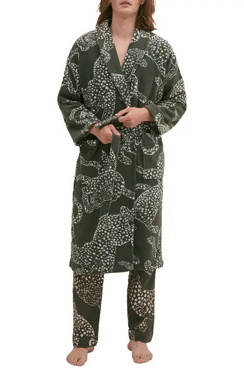 Desmond & Dempsey Print Cotton Terry Cloth Robe