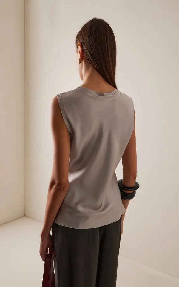 ALL THREE Carine Silk Tank - Light Grey