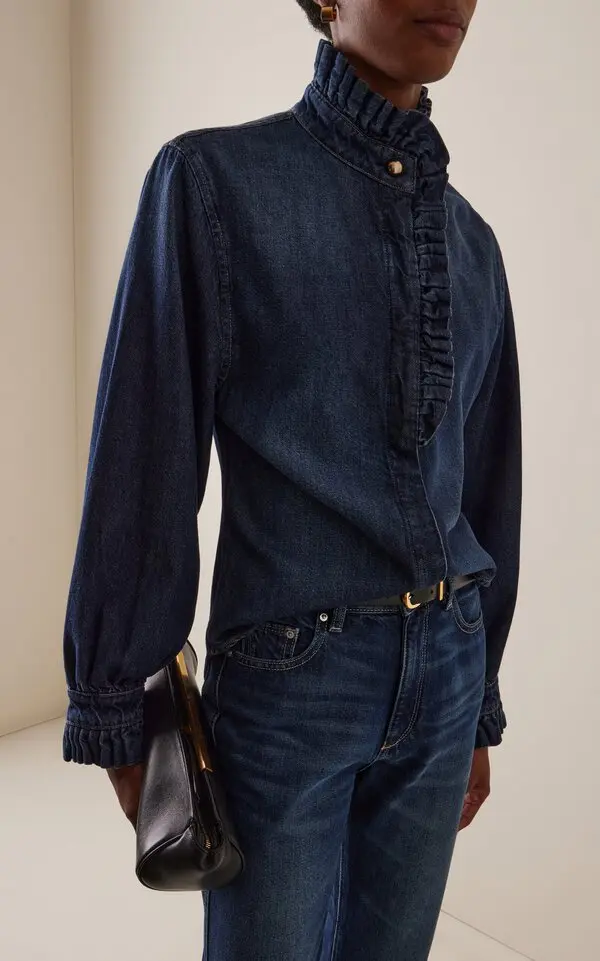 DL1961 Dl Aura Ruffle Denim Shirt