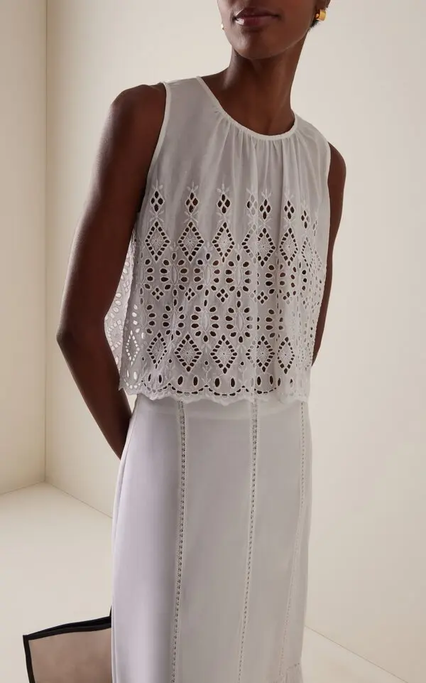 Merlette Dacere Cotton Eyelet Cropped Top