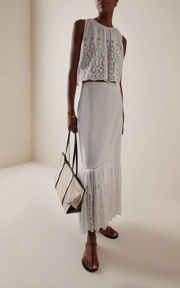 Merlette Dacere Cotton Eyelet Cropped Top