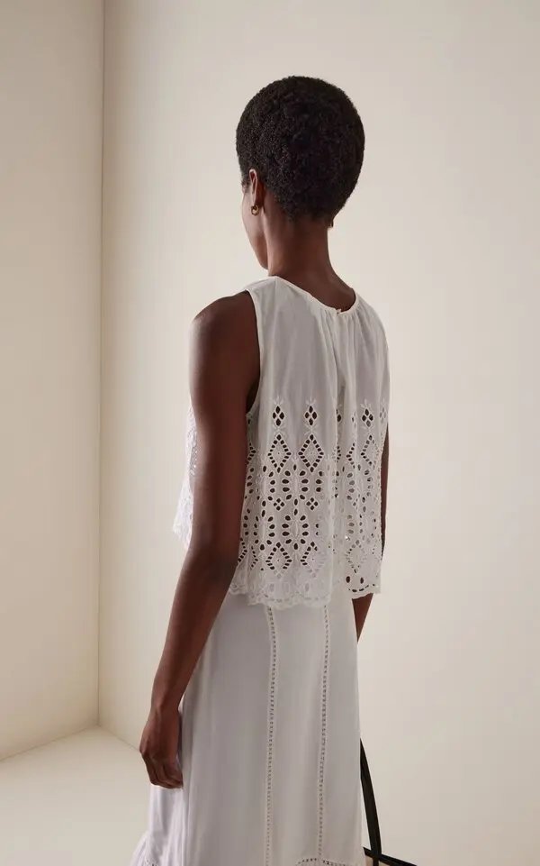 Merlette Dacere Cotton Eyelet Cropped Top