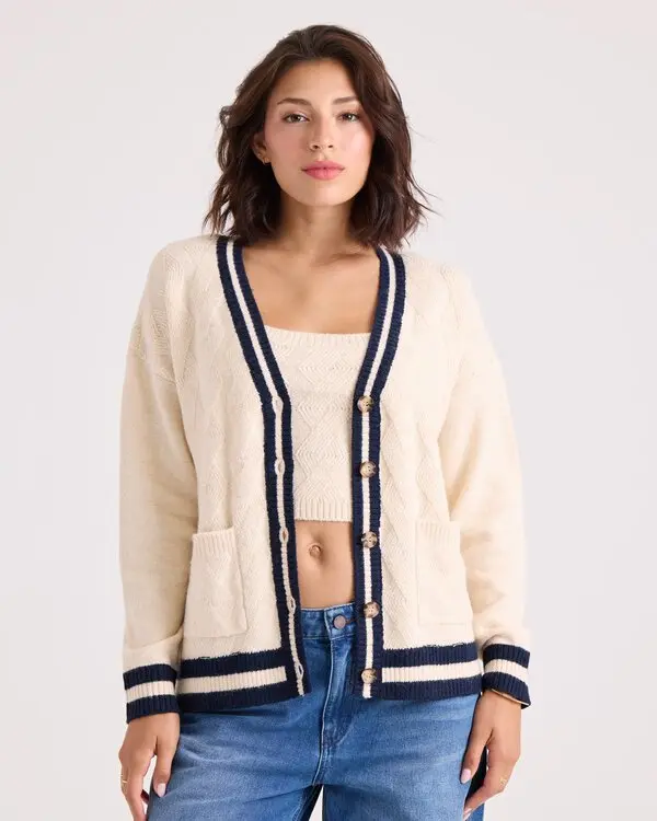 Volcom Boyfriend Cardigan With Y-neck And Patch Pockets