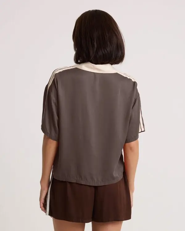 Volcom Cropped Button-up Shirt With Contrast Trim