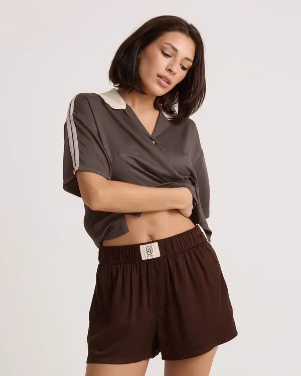 Volcom Cropped Button-up Shirt With Contrast Trim