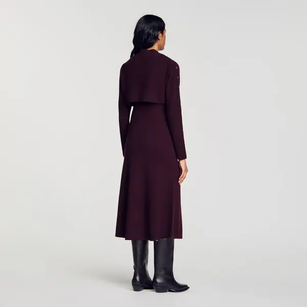Sandro 2-in-1 Knit Maxi Dress With Decorative Studs - Bordeaux