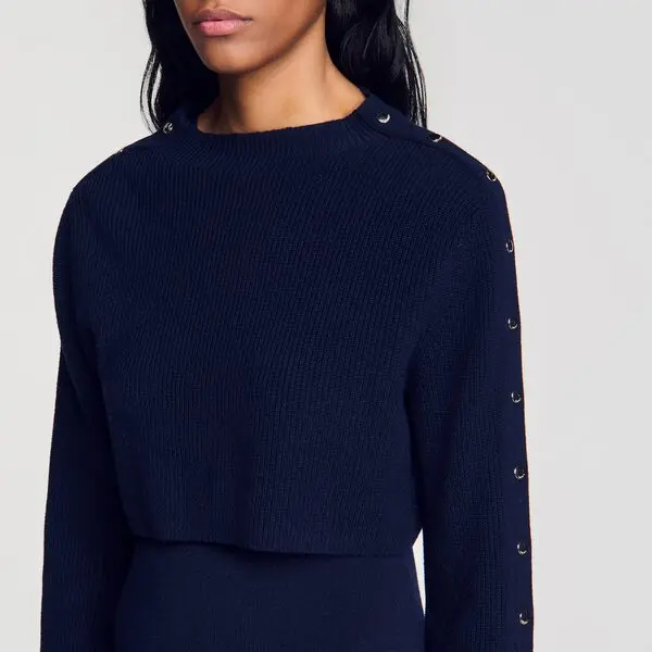 Sandro 2-in-1 Knit Maxi Dress - Navy Blue